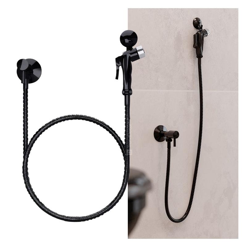 Kit Ducha Higiênica Blukit Black Confort c/ Crivo Cromado Reg. 1/4 ...