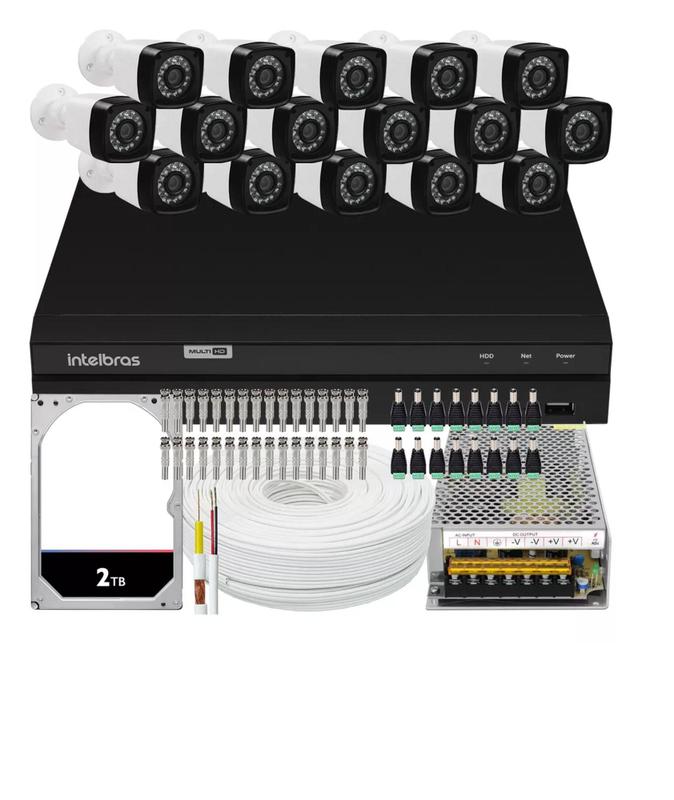 Kit Dvr Intelbras 16 Canais H.265 2tb 16 Câmeras Full Hd 20m - Gravador ...