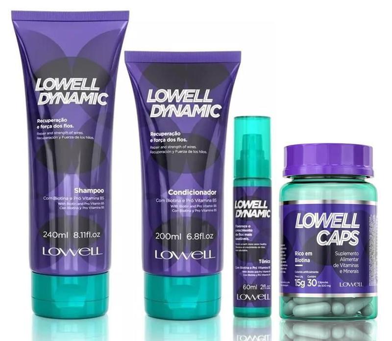 Kit Dynamic 3 Produtos + Lowell Caps Biotina E Vitmina B5 - Kit de Tratamento para Cabelos ...