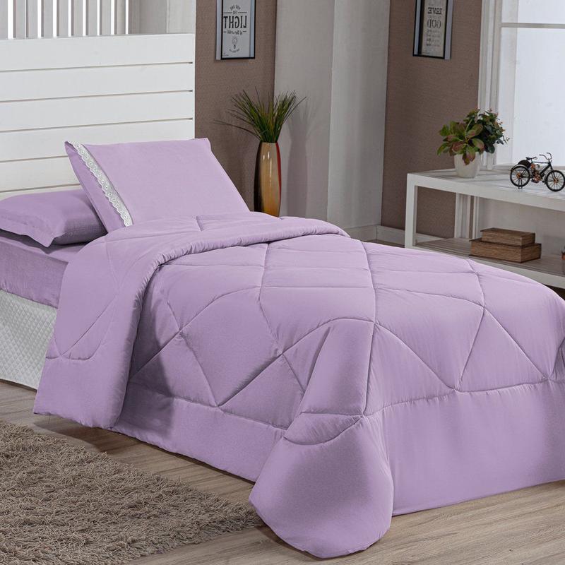 Kit Edredom Solteiro Aconchego 4 Peças - Casa Completa Enxovais ...