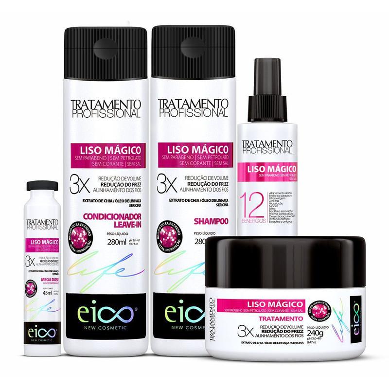 Kit Eico Liso Mágico (5 Produtos) - Eico Cosméticos - Kit de Tratamento ...