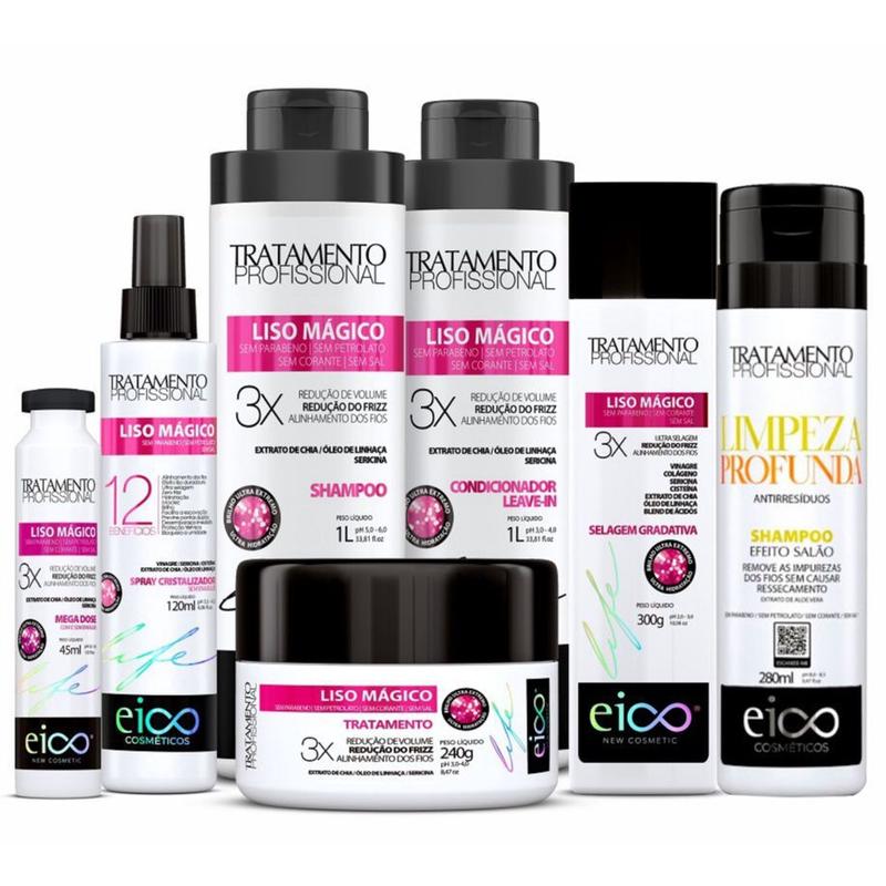 Kit Eico Liso Mágico Completo 1l + Shampoo Antirresíduos 280ml - Eico Cosméticos - Kit de ...