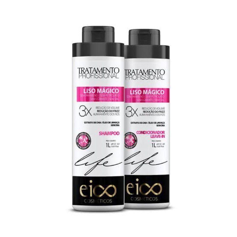 Kit Eico Liso Mágico Life Duo Shampoo + Condicionador 1Litro - Kit Shampoo e Condicionador ...