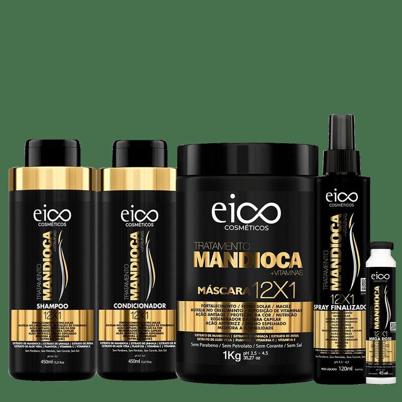 Kit Eico Tratamento Mandioca 450ml (5 produtos) - Kit de Tratamento para Cabelos - Magazine Luiza