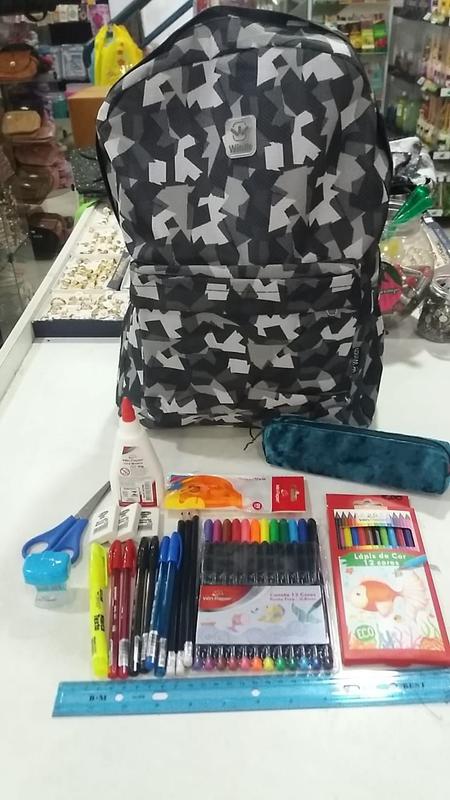 Kit Escolar Completo 22Un - Mochila/Estojo/Materiais - Win Paper ...