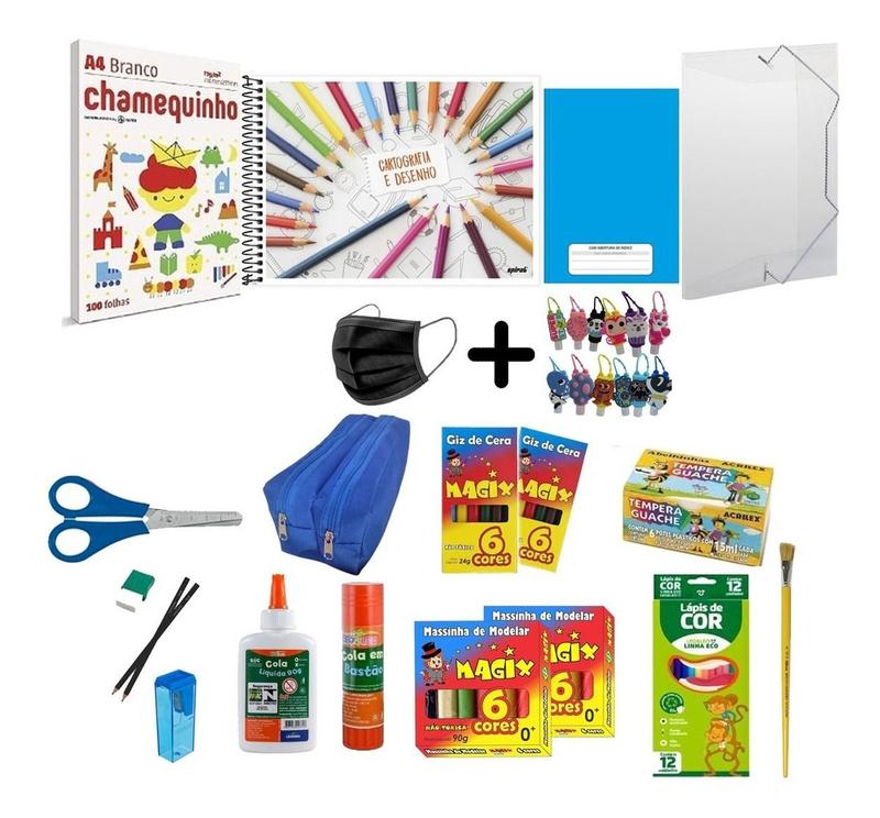 Kit Escolar Infantil 19 Itens +s Creche,pré Menino(a) - IMP - Material ...
