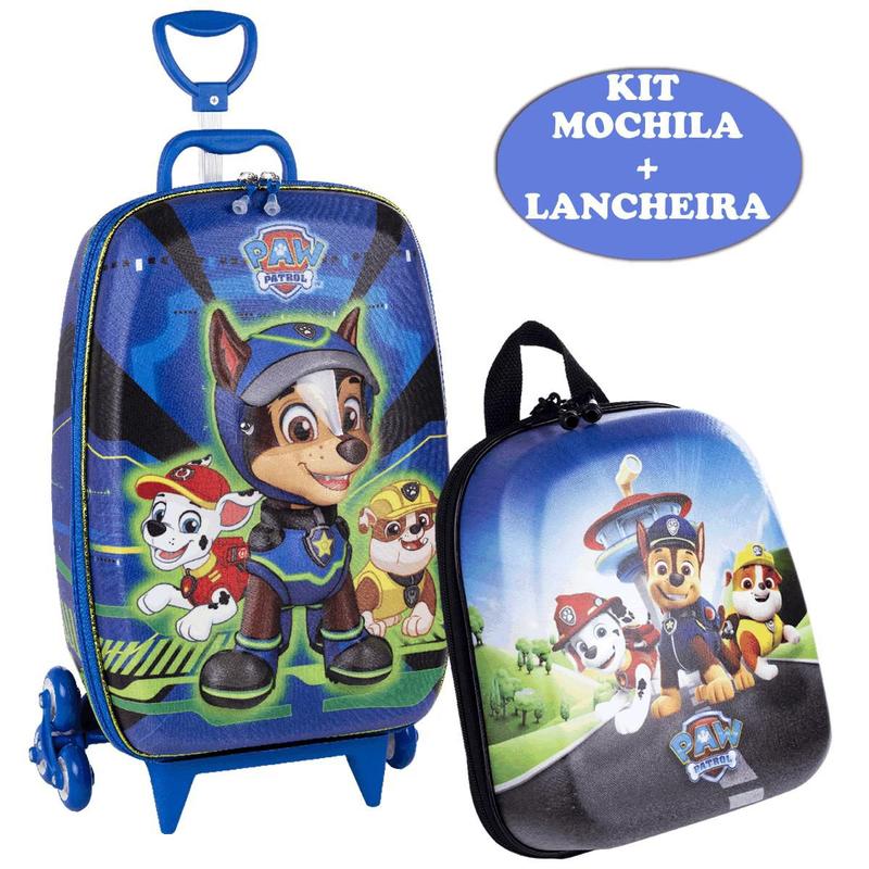 Kit Escolar Mala 3D Chase Patrulha Canina e Lancheira - Maxtoy ...