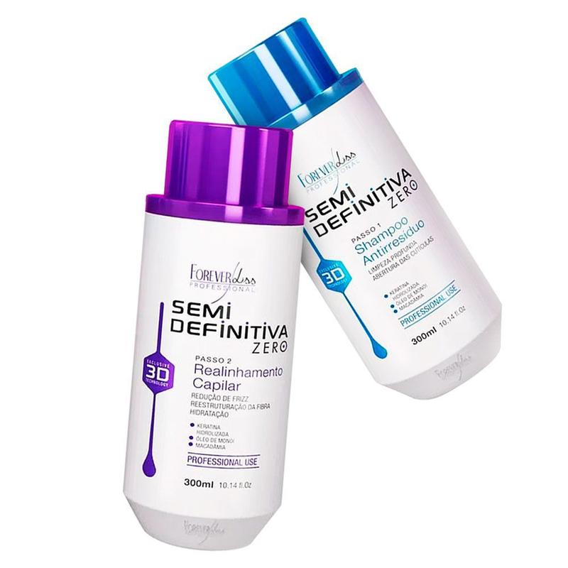 Kit Escova Semi Definitiva Zero Forever Liss 2x300ml - Alisamento de ...