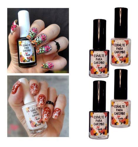 Kit Esmaltes Para Carimbo Unhas Apipila 2 Preto 2 Branco - Apipila ...