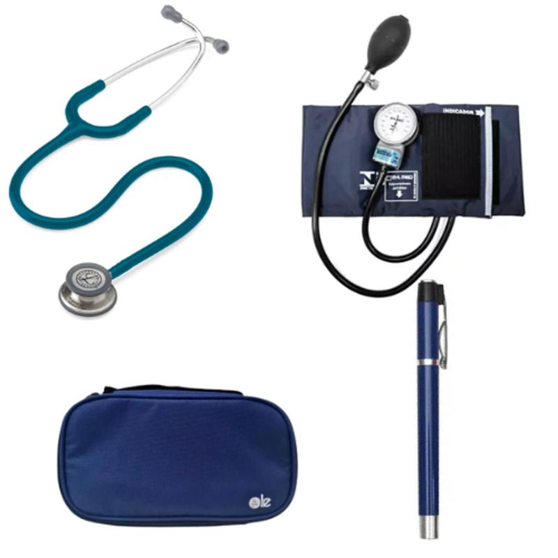 Kit Estetoscopio Littmann + esfigmo + case + Laterna - Cores Variadas ...