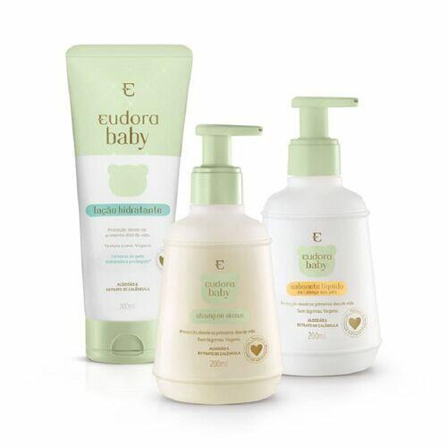 Kit Eudora Baby Hidratante Corporal + Sabonete Líquido + Shampoo ...