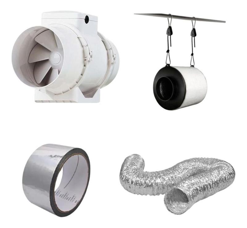 KIT Exaustor MAXX Mini 100mm + Filtro 100mm + Duto 100mm + Fita - LEDS ...