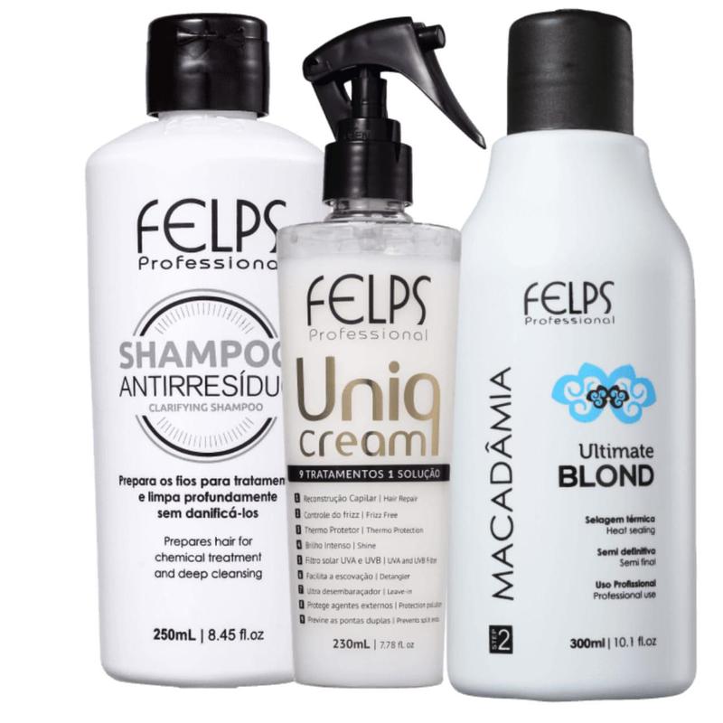 Kit Felps Selagem Térmica 300 Ml Shampoo 250 Ml Leave In - Felps ...