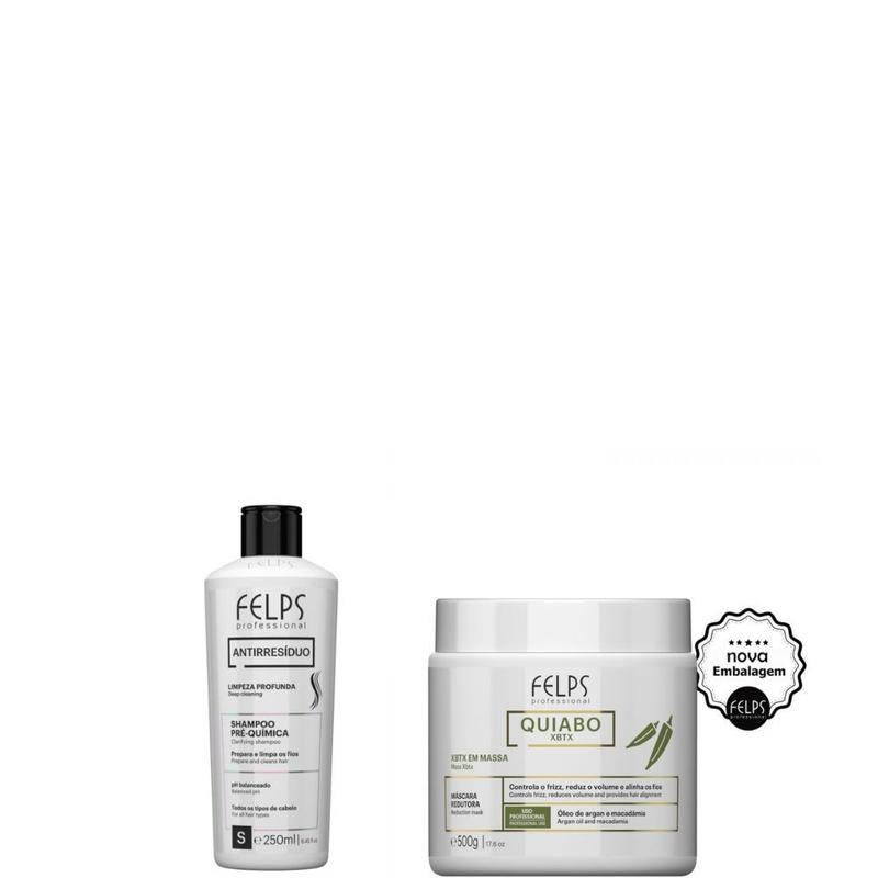 Kit Felps - Shampoo Antirresíduo 250ml + Okra Btox 500g - Kit de ...