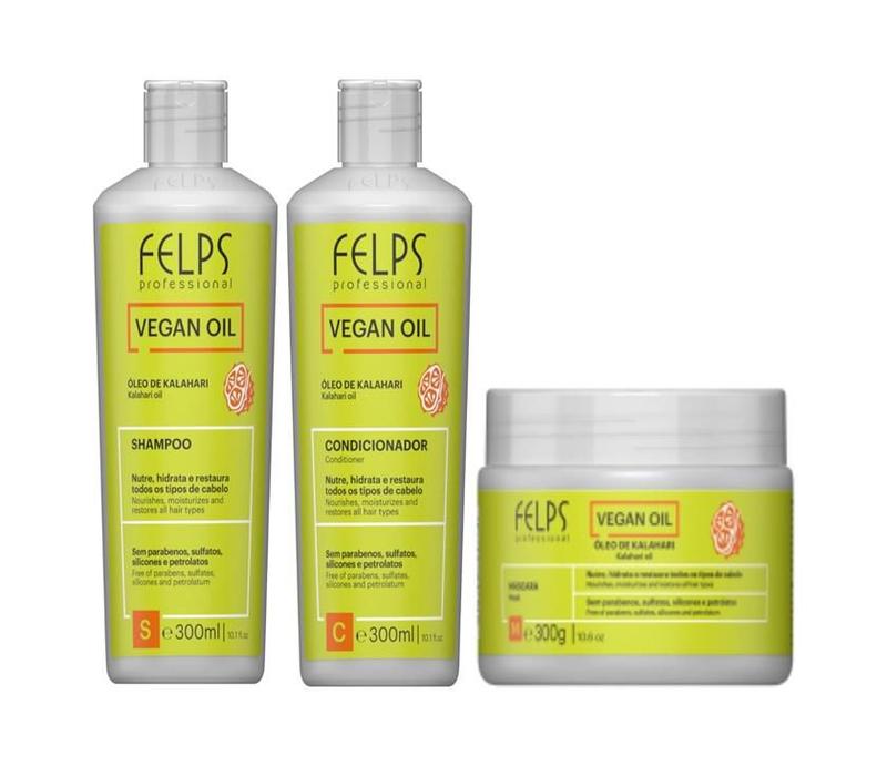 Kit Felps - Shampoo + Cond + Máscara Vegan Oil 3x300ml - Kit de ...