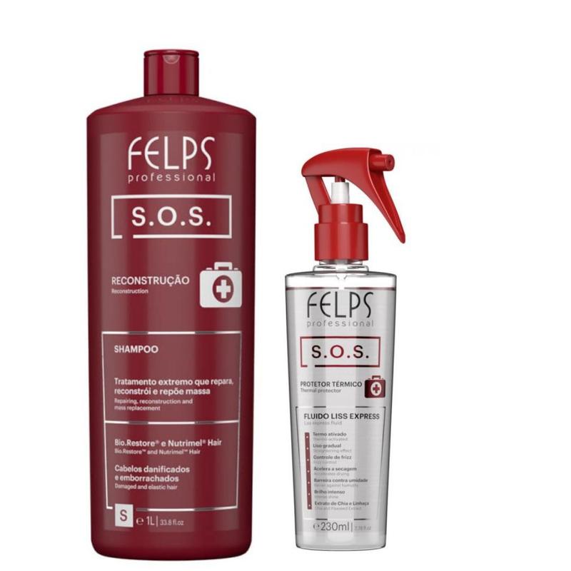Kit Felps - Sos Shampoo 1L + Sos Liss 230ml - Kit de Tratamento para ...