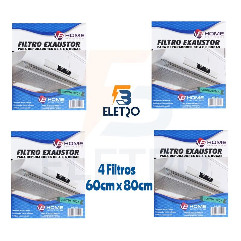 Kit Filtro para Coifa Exaustor Universal Branco 4 Unidades - Vb Home ...