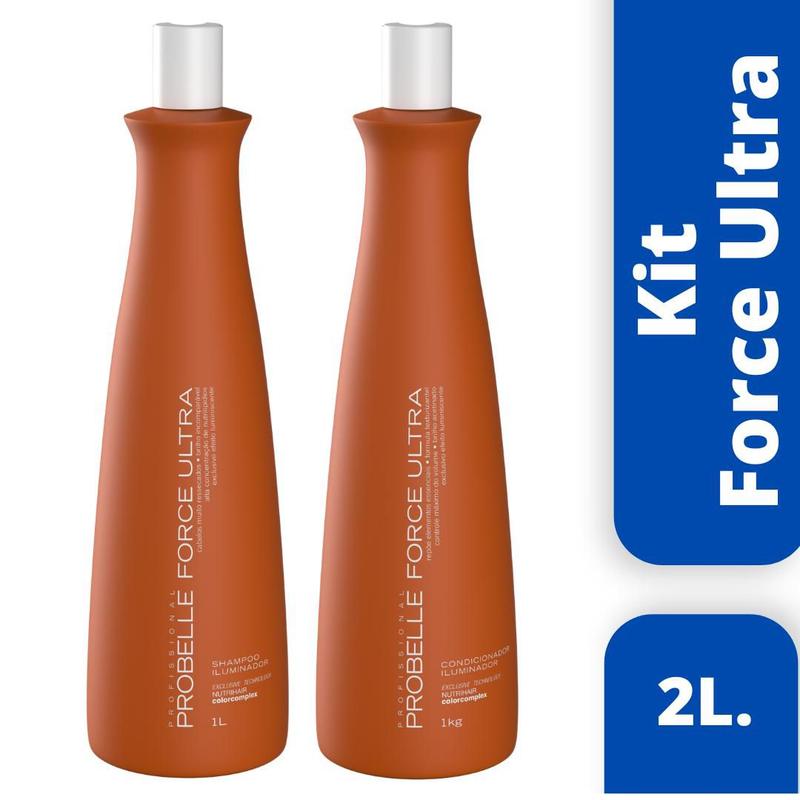 Kit Force Ultra 1l Shampoo + Condicionador Probelle + Ampola probelle ...