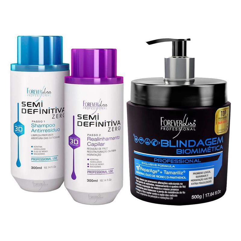 Kit Forever Liss Semi Definitiva 3d 2x300ml + Blindagem 500g - Produtos ...