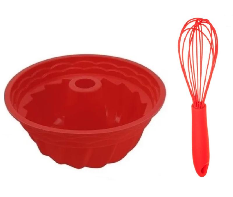 Kit forma de bolo redonda silicone com 1 batedor de ovos de silicone ...
