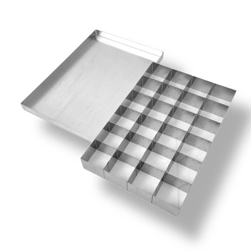 Kit forma de brownie e cortador 5x5 inox c/24 pedaços - DESTAC FORMAS ...