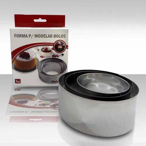 Kit Forma Para Modelar Bolo 3 Tamanhos Unyhome Aro Cortador 3 Tamanhos ...
