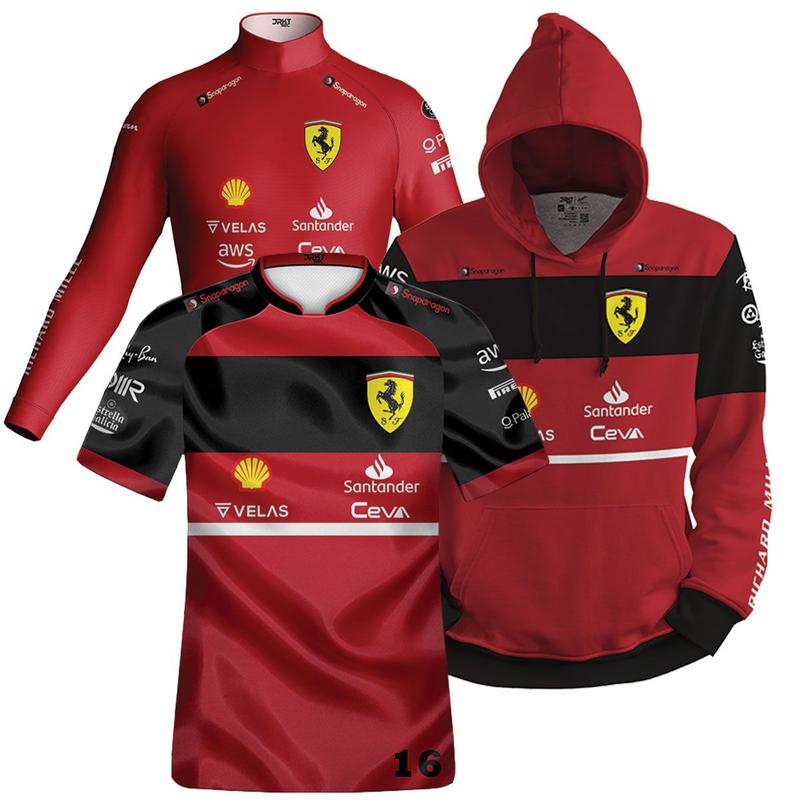 Kit Formula 1 Camiseta + Segunda Pele + Moletom Ferrar - MAGA Fit ...