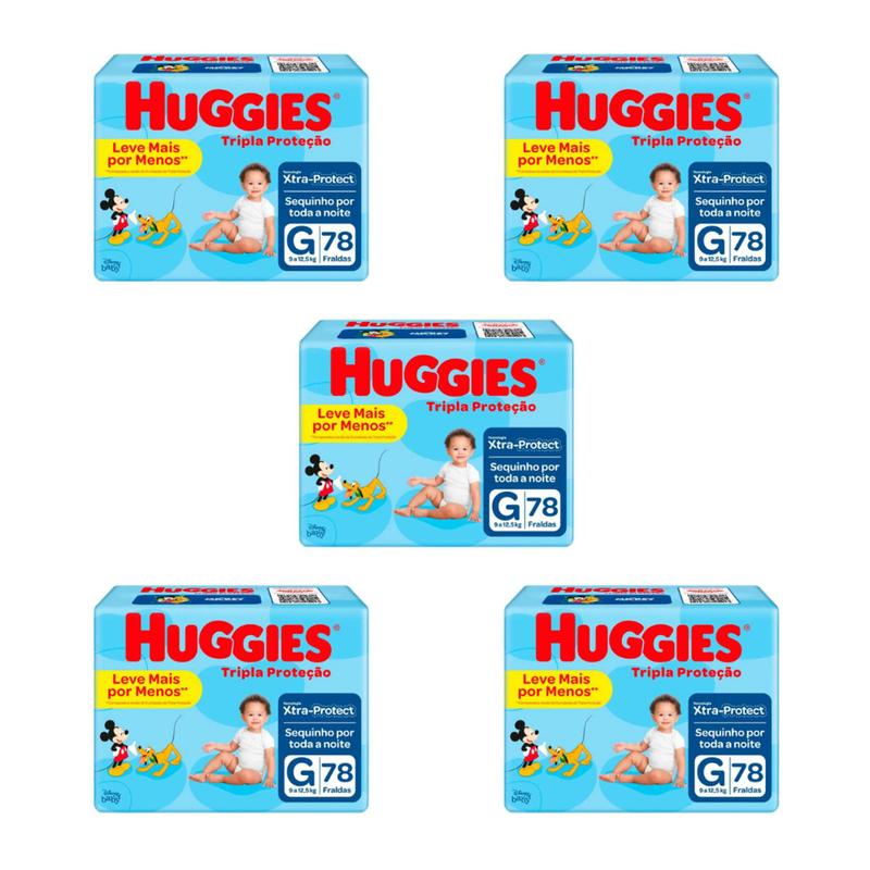 Kit Fraldas Huggies Tripla Proteção - Tam G - 390 fraldas - ATACADO ...