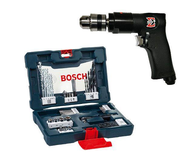 Kit Furadeira Reversível Pneumática 3 8 Sigma Tools E Jogo Brocas Bits ...