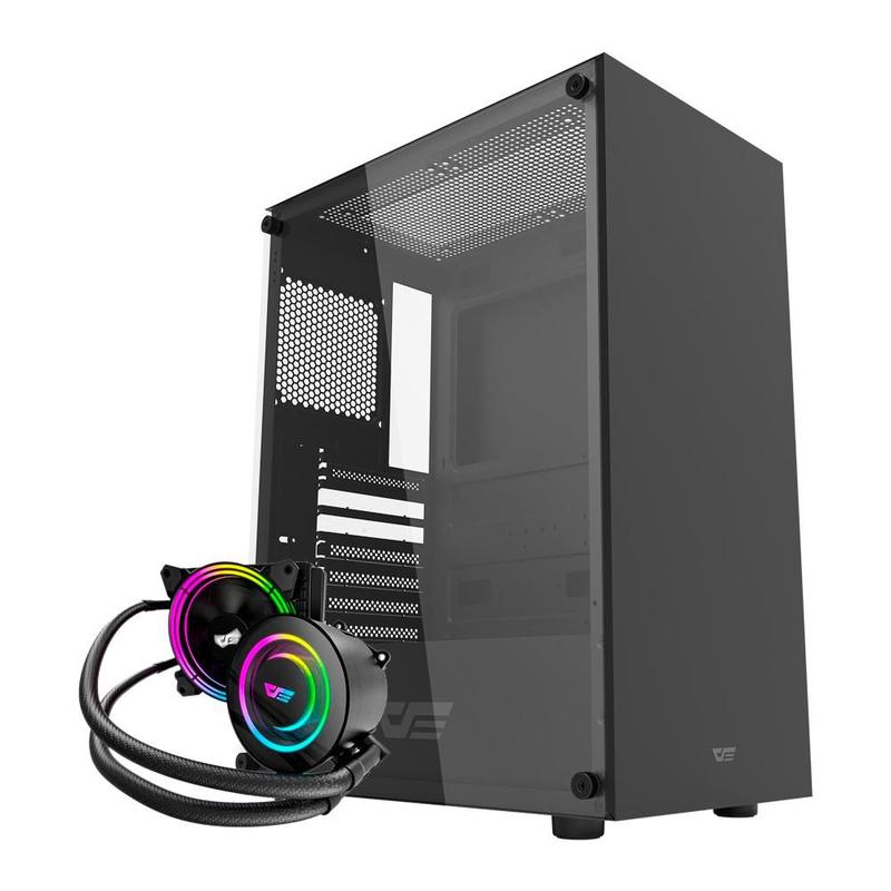 Kit Gabinete Gamer Aigo DarkFlash DK100, Preto + Water Cooler Aigo Symphony TR 120 RGB ...