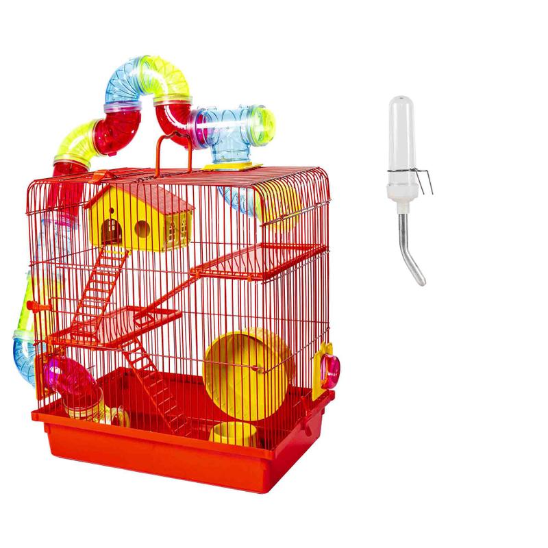 KIT Gaiola para Hamster 3 Andares Super Tubo Luxo + bebedouro - Jel Plast - Pet Roe - Gaiola ...