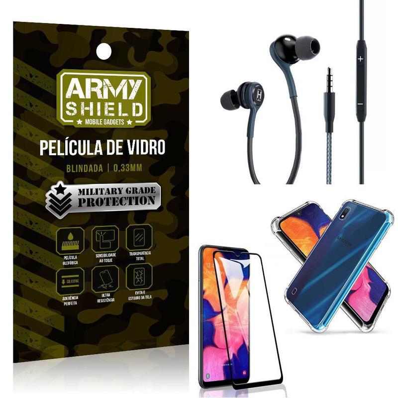Kit Galaxy A10 Fone Extreme+Capa Anti Impacto+Película 3D - Armyshield ...