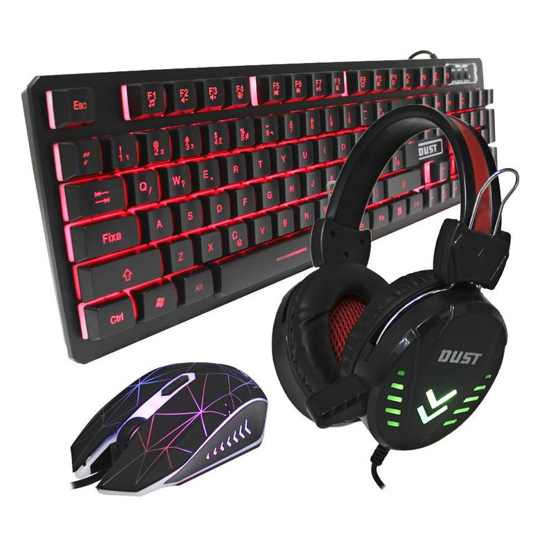 KIT GAMER - Acompanha Teclado ABNT, Headset e mouse com fio - DUST ...