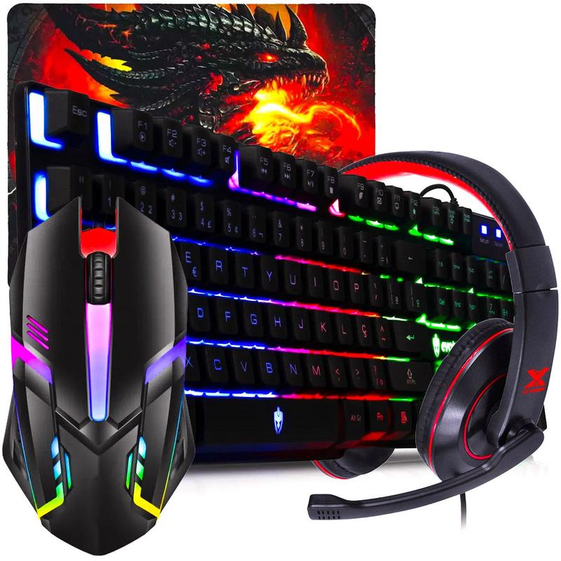 Kit Gamer Periféricos Completo Teclado Mouse e Headset Gamer - EVOLUT ...