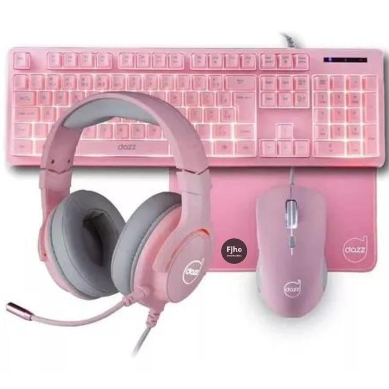 Kit Gamer Teclado Semi Mecânico + Mouse Gamer e Headset Rosa - DAZZ ...