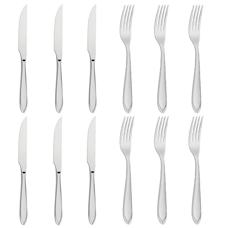 Kit Garfo e Faca de Mesa Laguna 6 Peças Cada Inox Tramontina - Faca de ...