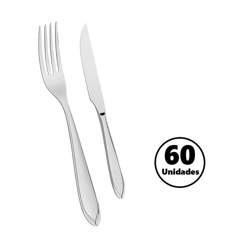 Kit Garfo e Faca Laguna Aço Inox para Restaurantes 60 Peças Tramontina ...