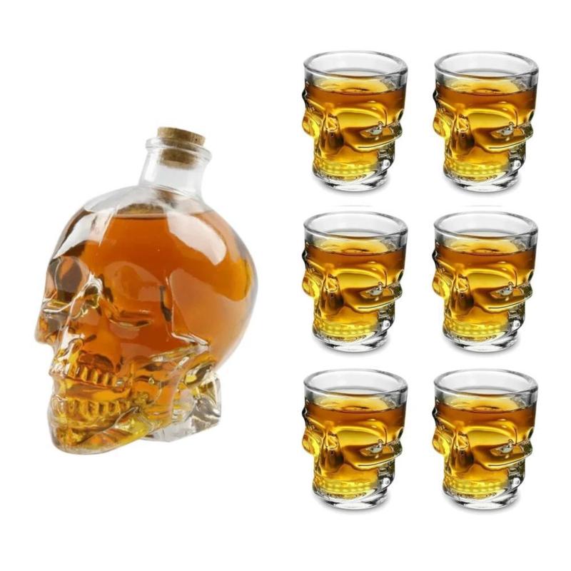 Kit Garrafa de Caveira 380 Ml + 6 Copos Shot 50 Ml Caveira Vidro Y888 ...