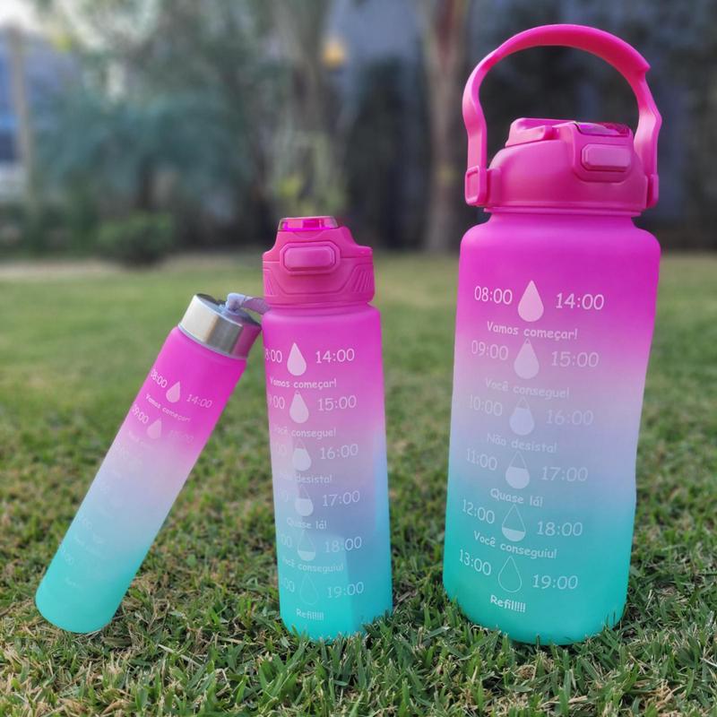 Kit Garrafa Motivacional de Água 3 em 1 Academia - 2 L 680ml 280 ml - ER - Goldenrio - Garrafa ...