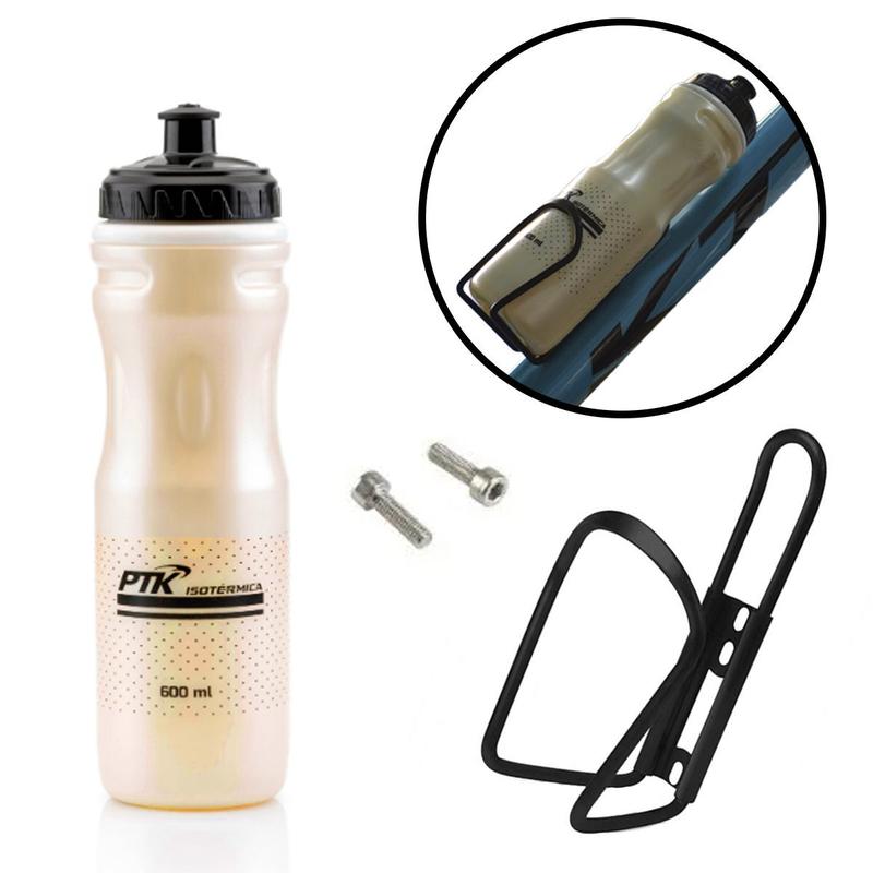 Kit Garrafa Squeeze Isotermico Branco + Suporte Bike Alumínio - PTK ...
