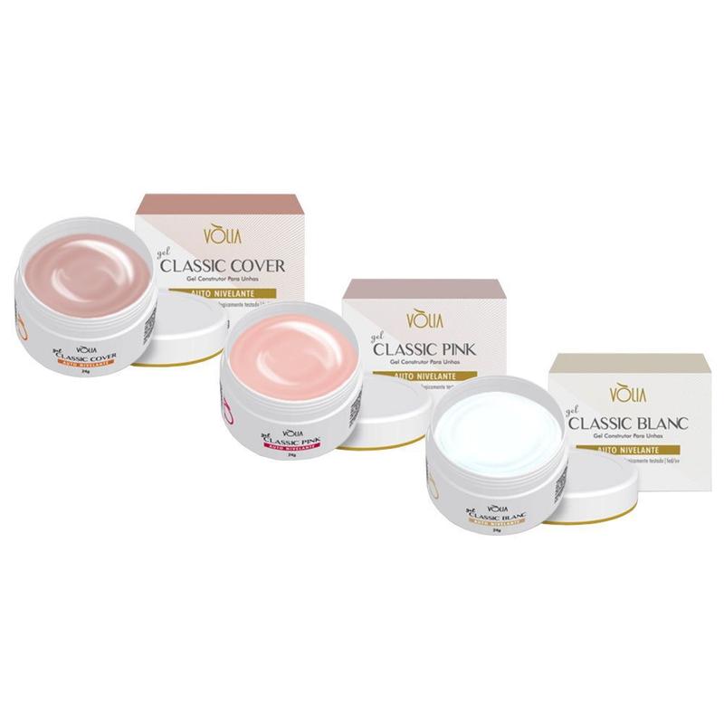 Kit gel classic auto nivelante unhas cover pink blanc vólia - VOLIA ...