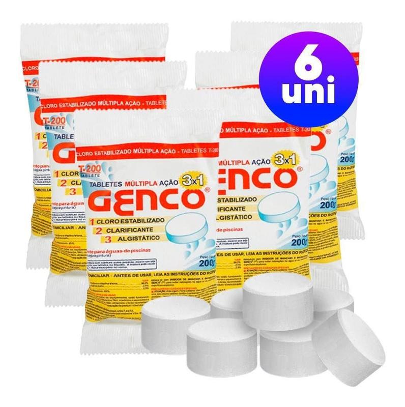 Kit Genco 6 Pastilhas Ação 3 Em 1 200g Para Piscinas - Cloro para ...