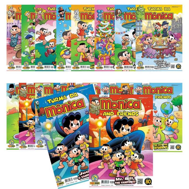 Kit Gibi Turma da Mônica Coleção HQ Inglês e Português 20 un. Panini ...