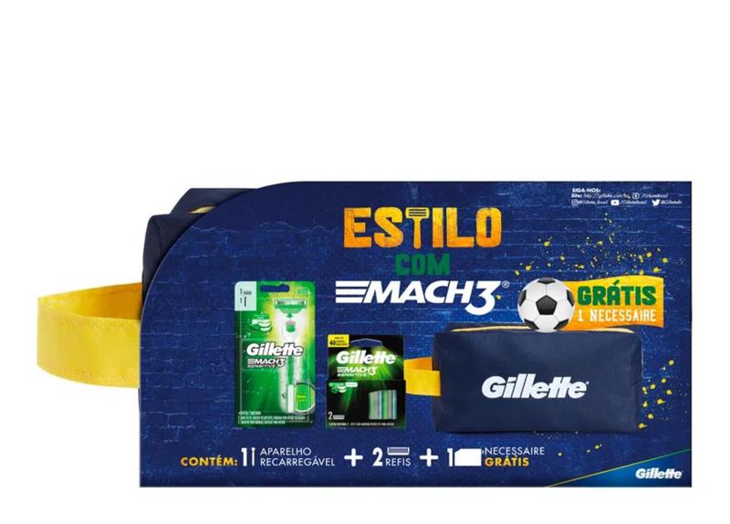 Kit Gillette Mach3 - 1 Aparelho + 3 Cargas + Necessaire - Produtos de ...
