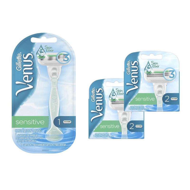 Kit Gillette Venus Divine com 1 Aparelho + 2 Cargas com 2 Unidades Cada ...