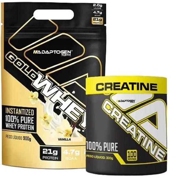 Kit - Gold Whey 900g Rf + Creatina 100% pura 300g Adaptogen - Adaptogen Science - Kit de ...