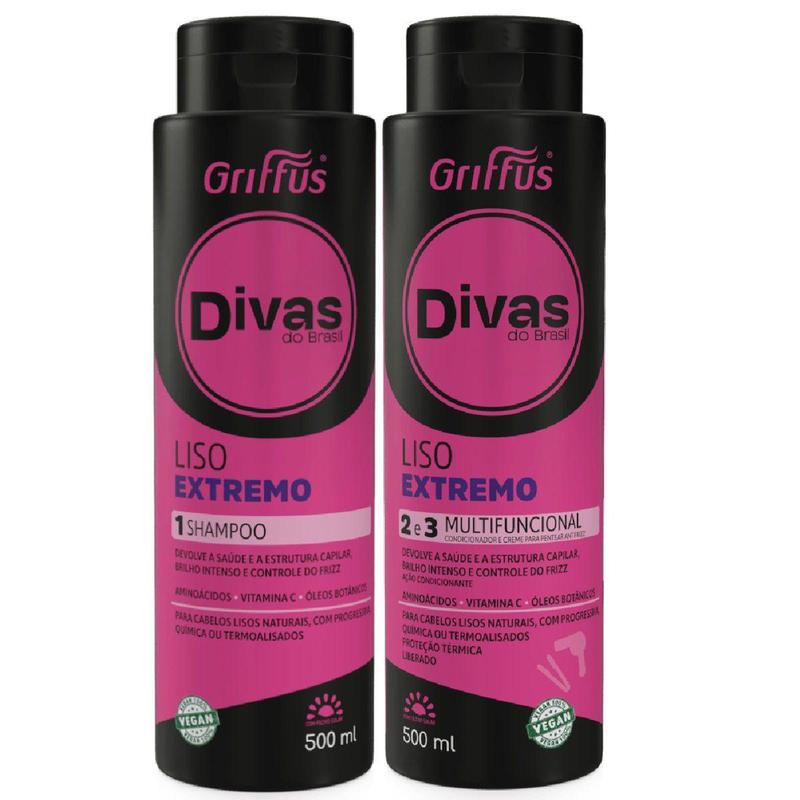 Kit Griffus Liso Extremo Divas Shampoo + Multifuncional 500ml - Shampoo ...