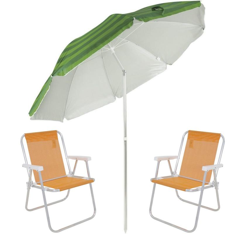 Kit Guarda-sol Gigante 2,40m Piscina Praia Articulável Acompanha Duas ...