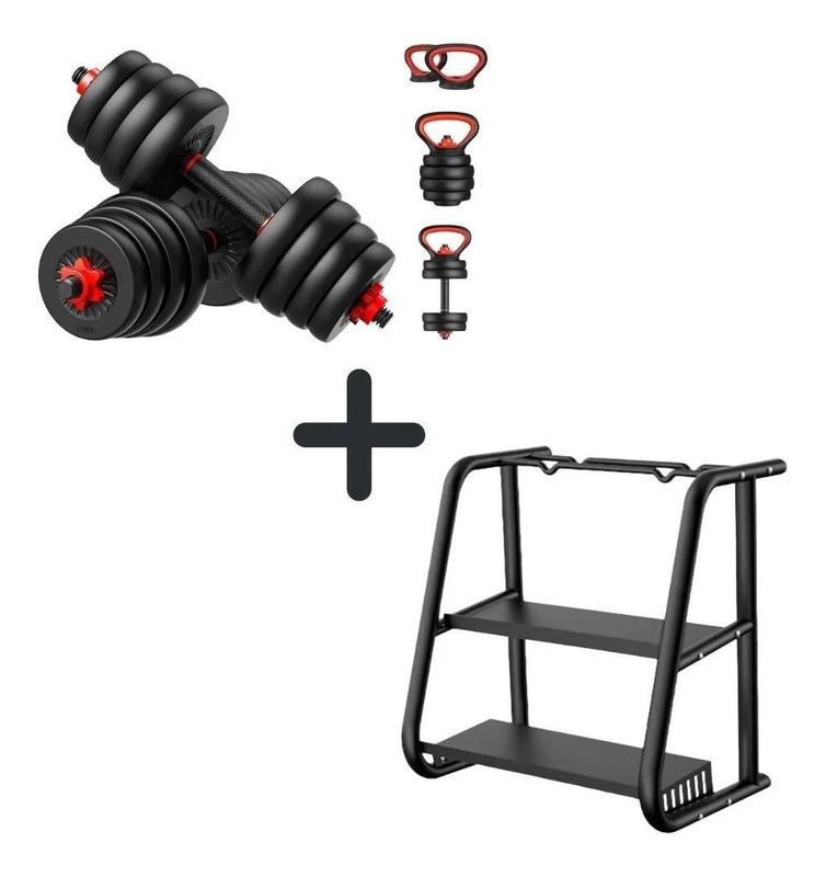 Kit Halteres 6 em 1 Peso Musculação até 40kg + Suporte Ahead - BONAFIT ...