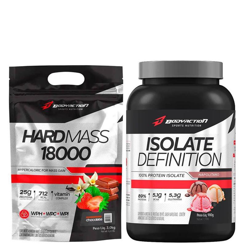 Kit Hard Mass Chocolate e Isolate Napolitano Bodyaction - Hipercalórico ...